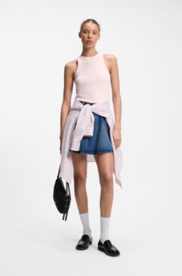 HUGO Stretch-Cotton Tank Top with Logo Label